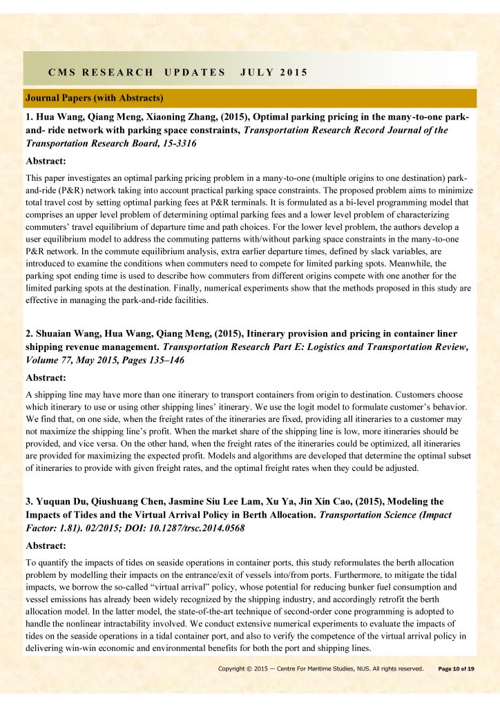 CMS Research Updates July 2015 - CMS NUS | Centre for Maritime Studies
