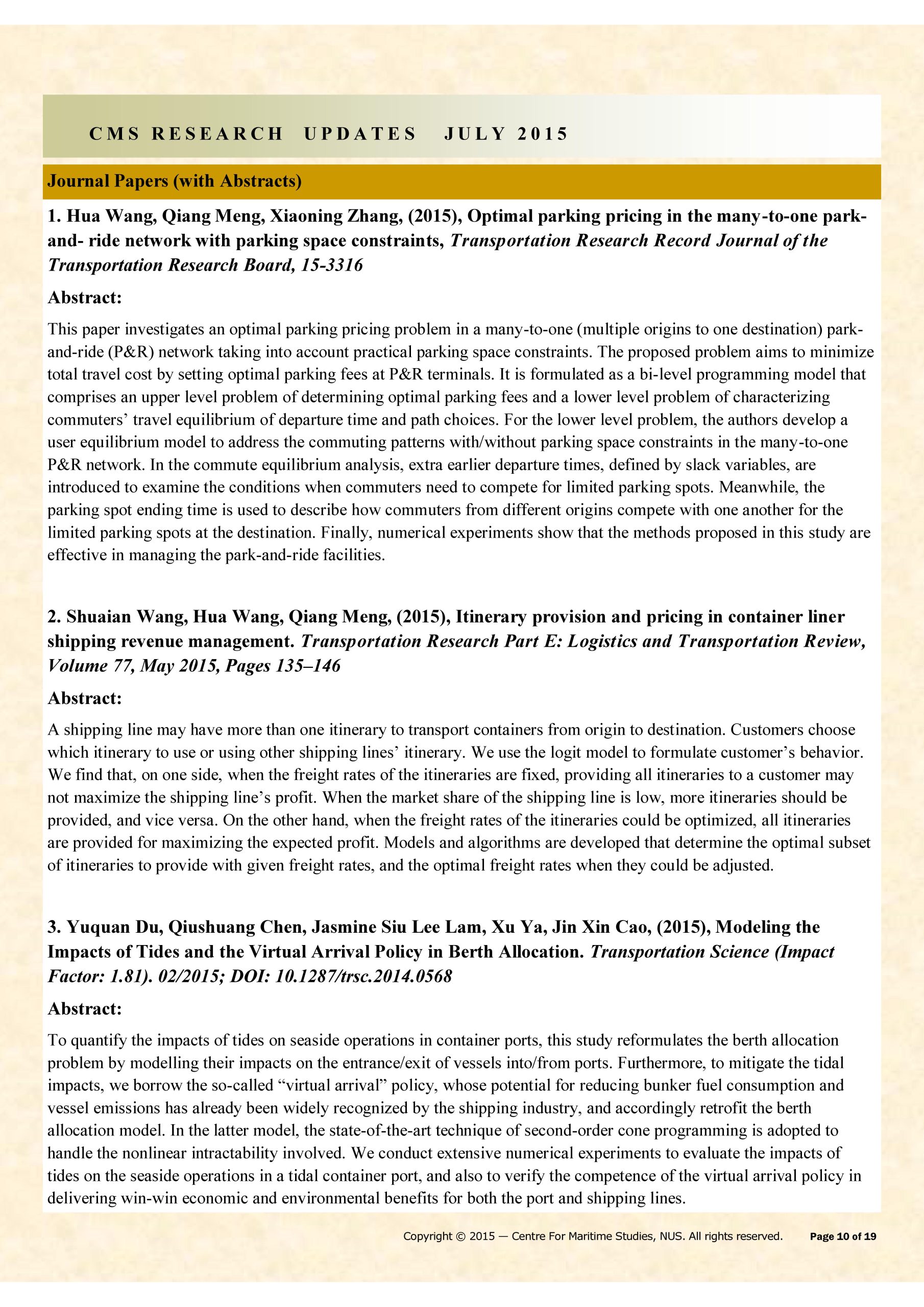 CMS Research Updates July 2015 - CMS NUS | Centre for Maritime Studies