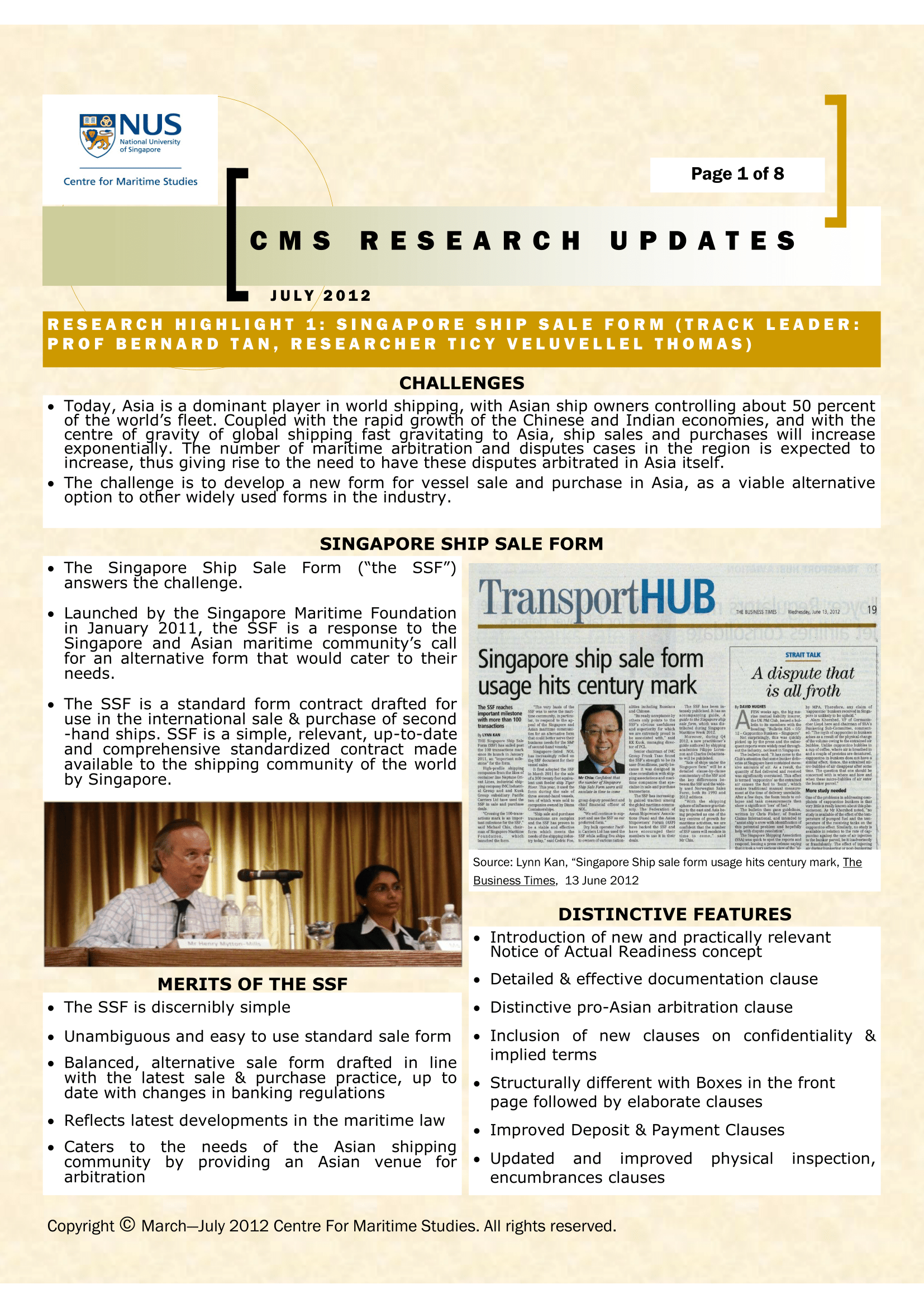 CMS Research Updates July 2012 - CMS NUS | Centre for Maritime Studies